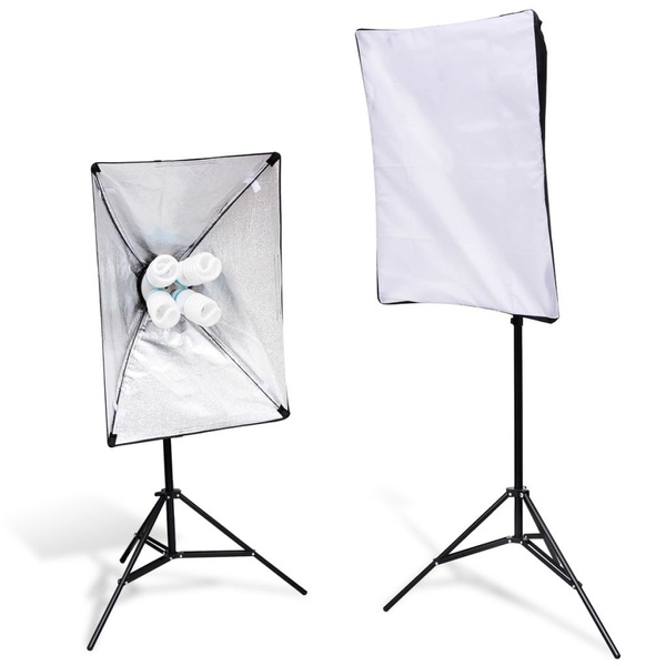 2x light stands studio light 2x softbox photo lamp photo studio set ...