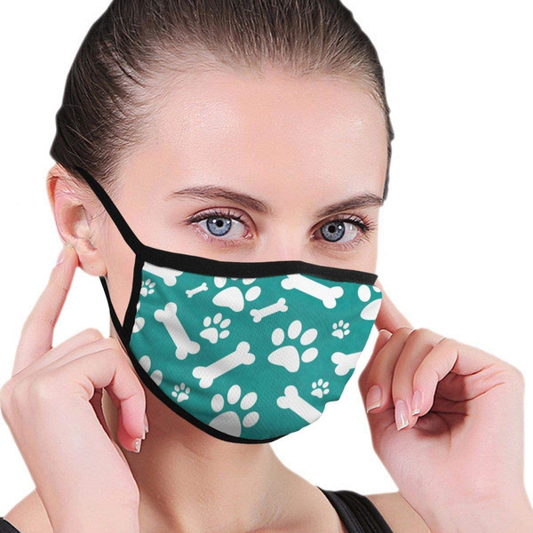 Teal And White Dog Paw Mouth Face cover Dust Reusable and Washable ...
