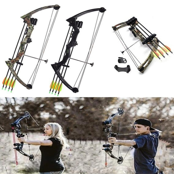 20Lbs Black/Camo Traditional Compound Bow High-Strength Aluminum Right ...