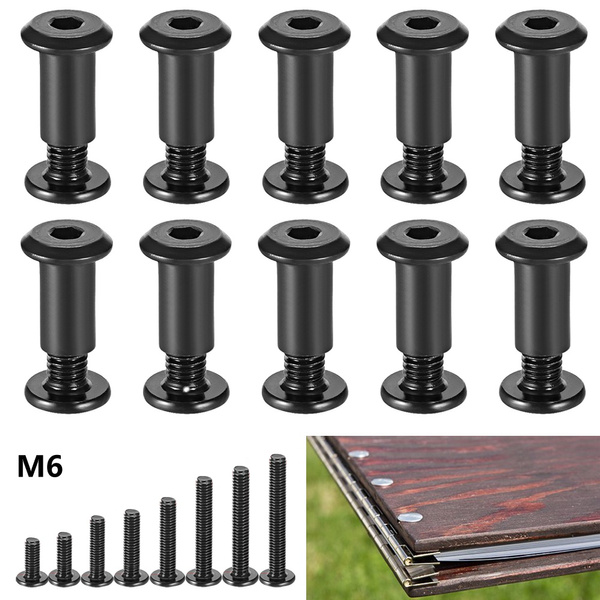 10 Sets M6 Carbon Steel Black Hex Socket Screw Post Binding Bolts ...