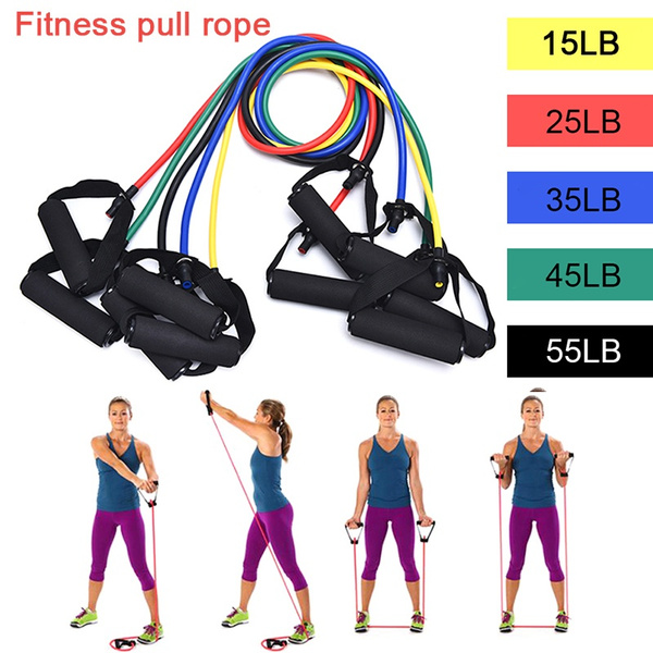 Resistance Band Rope Yoga Pilates Abs Exercise Fitness Tube Workout ...