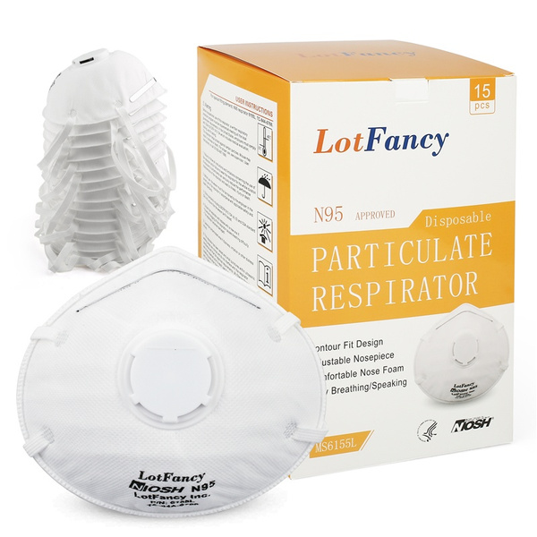 N95 Particulate Respirator Mask with Breathing Valve, 15PCS Disposable ...