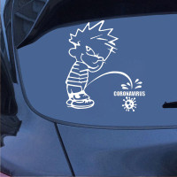 Funny Calvin Peeing Pissing Coronavirus Vinyl Decal Sticker for Bumper ...