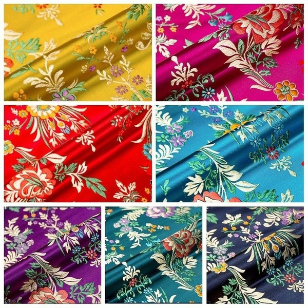 Satin Faux Silk Fabric Chinese Begonia Floral Damask Brocade Bag ...