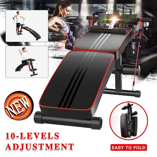 New Adjustable Sit up Bench AB Flat Training Exercise Crunch Board Home ...