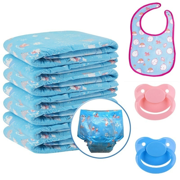 Cute Print Bib and Adult Pacifier Set ABDL Week Diapers Adult ...