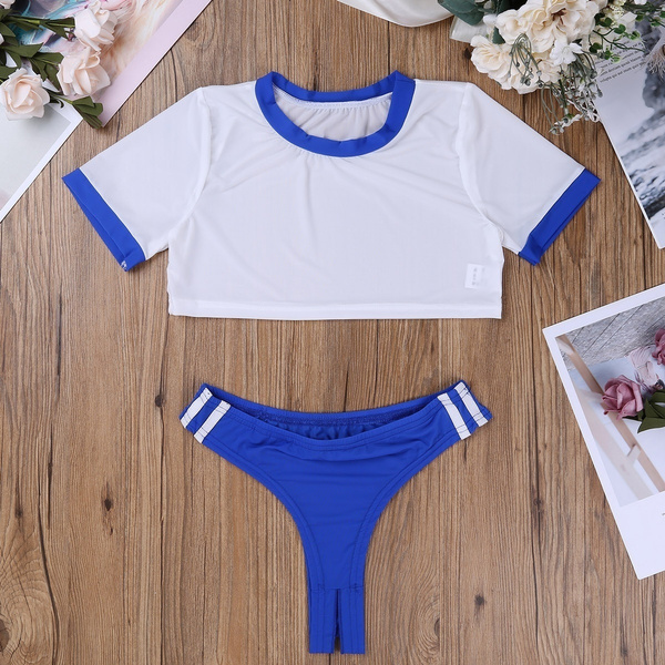 Women's School Girls Lingerie Set Anime Cosplay Costume Crop Tops with ...