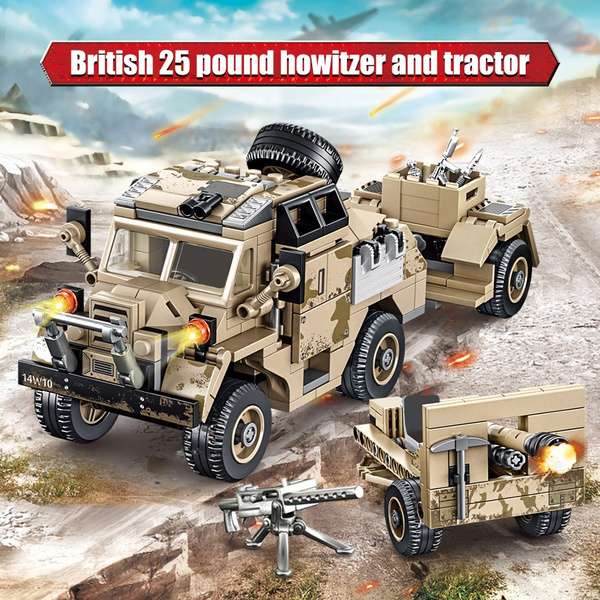 SEMBO BLOCK Military City Police Truck Building Blocks WW2 Army Trailer ...