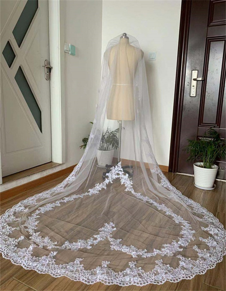 1 Layer Lace Bridal Veil 3m Cathedral Veil Wedding Veils White Ivory ...