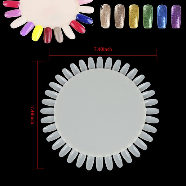 36 Colors Round Nail Polish Gel Color Palette Chart Display Art Tip ...