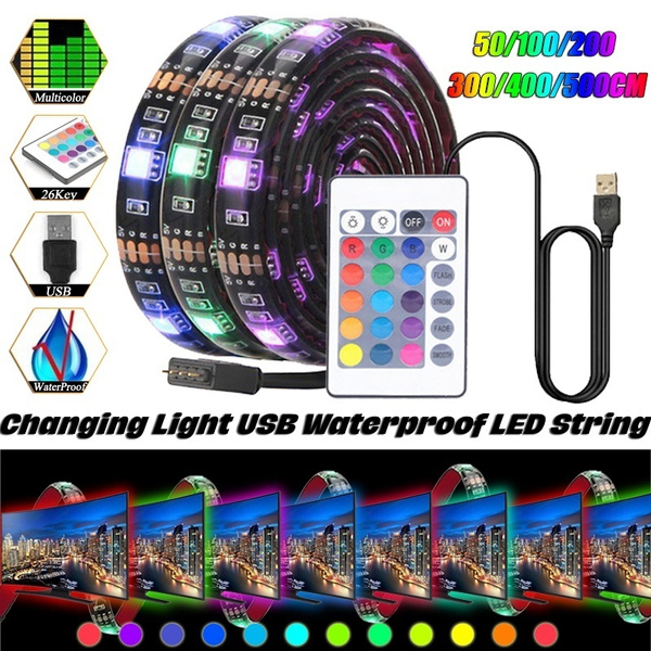 50-500cm USB 5V LED Waterproof String Light Lamp Flexible RGB Changing ...