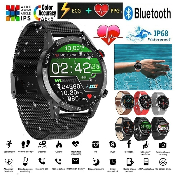 ECG PPG Men Smart Watch IP68 Waterproof Heart Rate Blood Pressure Blood ...