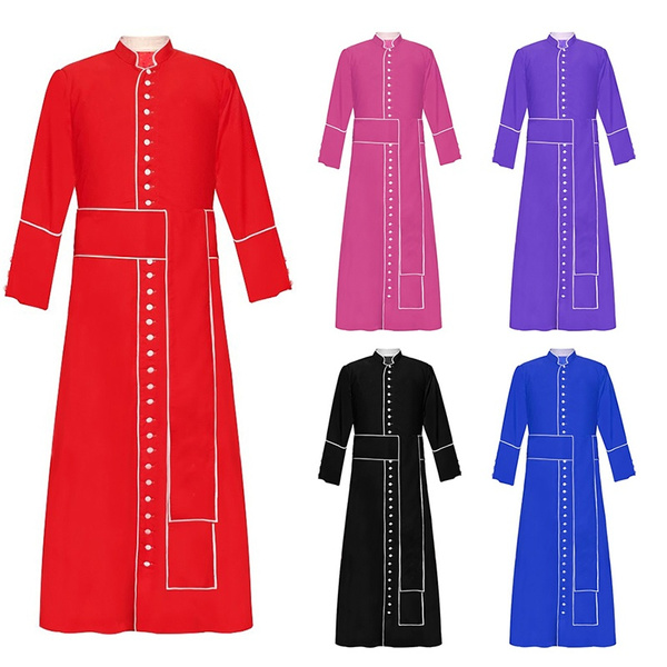 Men's Ministers Robes Clergy Church Costume Long Sleeve Solid Color ...