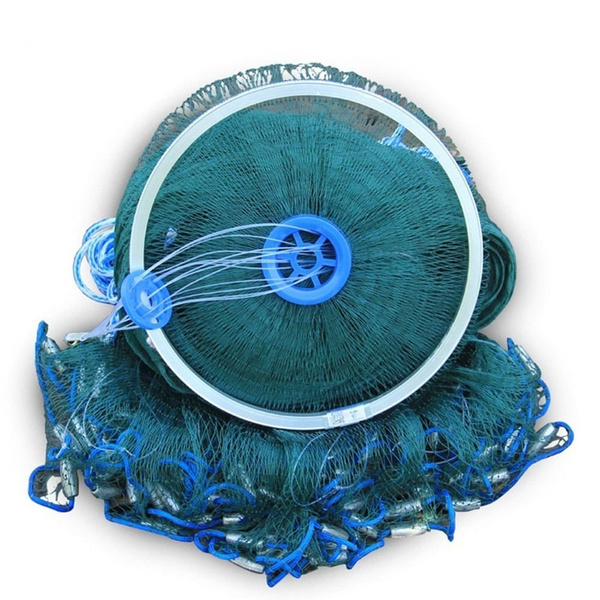 Mesh Wire Nylon Fishing Cast Net 3.0m/10ft Dia. Plumb Chain Bottom Full ...