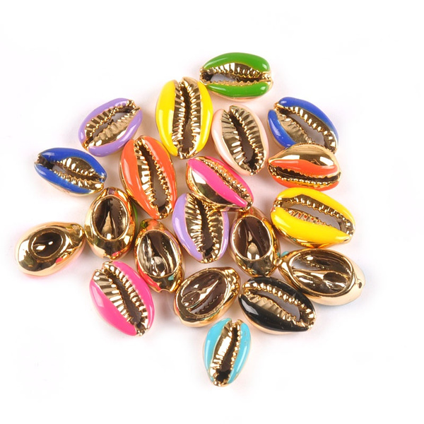 Colorful Golden Plated Natural Cut Cowrie Shells For DIY Home Decor ...