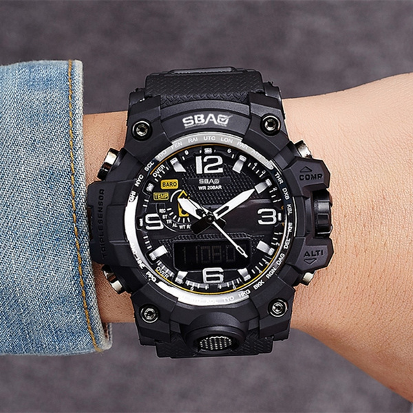 Military Mens Watch SBAO Fashion Watch LED Waterproof Sports Watches ...