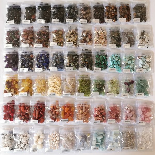 40/60Pouch Package Natural Gemstone Chips Crystal Tumbled Reiki Wicca ...