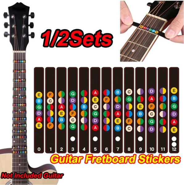 1/2 Set Water Resistant Universal Guitar Stickers Guitar Fretboard Note ...