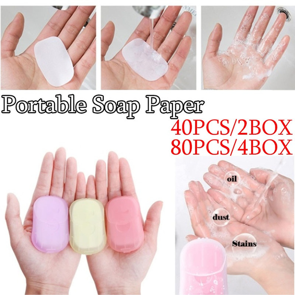 2/4Boxes Portable Mini Paper Soap Outdoor Travel Soap Paper Washing ...