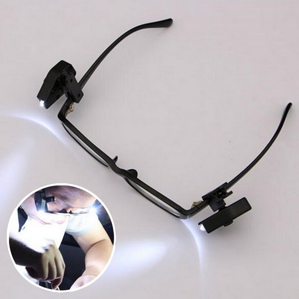 2pcs LED tool Eyeglass Clip On Safety Glasses Reading Light Lamp kids ...