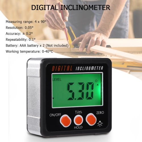 360˚ Mini LCD Digital Inclinometer Magnetic Base Angle Protractor Level ...