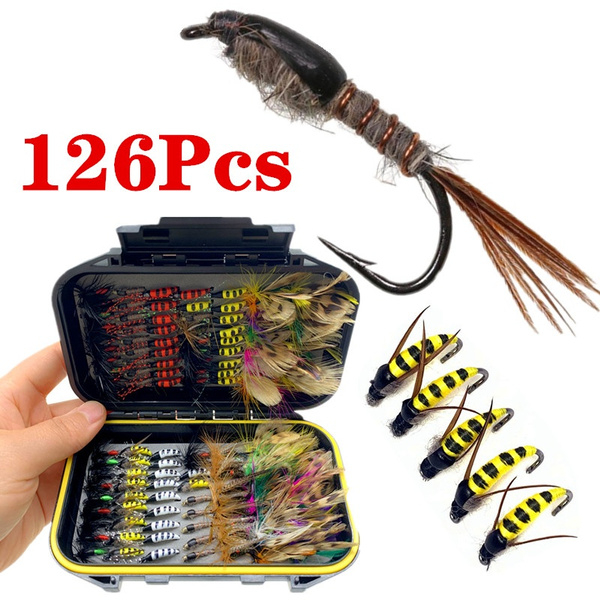 126Pcs Mixed Style Insects Fly Fishing Lures Dry/Wet Flies Kit ...