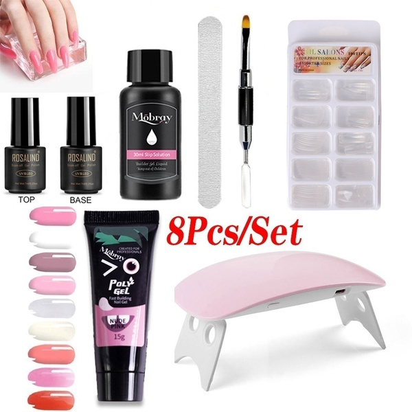 8Pcs/Set Poly Gel Varnish Nail Polish Set With Lamp Poly Gel Quick ...