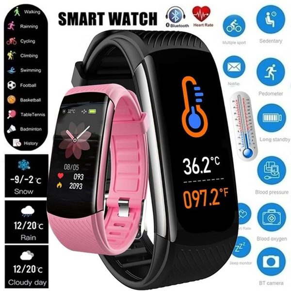 Bluetooth Electronic Smart Watch Thermometer Temperature Wristband ...