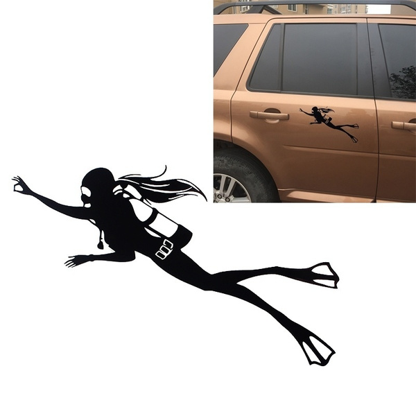 Special Decal with Scuba Diving Movement Cartoon Characters of Female ...