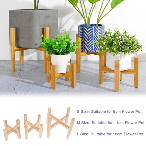 Wood Planter Pot Trays Flower Pot Rack Strong Free Standing Bonsai ...