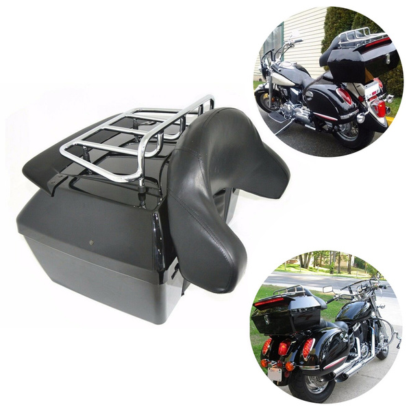 Black Motorcycle Trunk Tail Box Luggage Case top rack | Wish