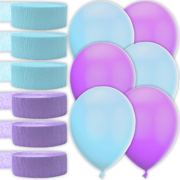 90 Balloons (12 Inch) + 6 Rolls Party Streamers (81 ft each) - Light ...