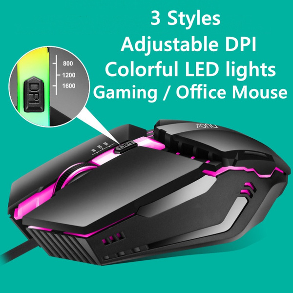 Game Lighted Wired USB Mouse Boxed with Rainbow Backlight LED Light ...