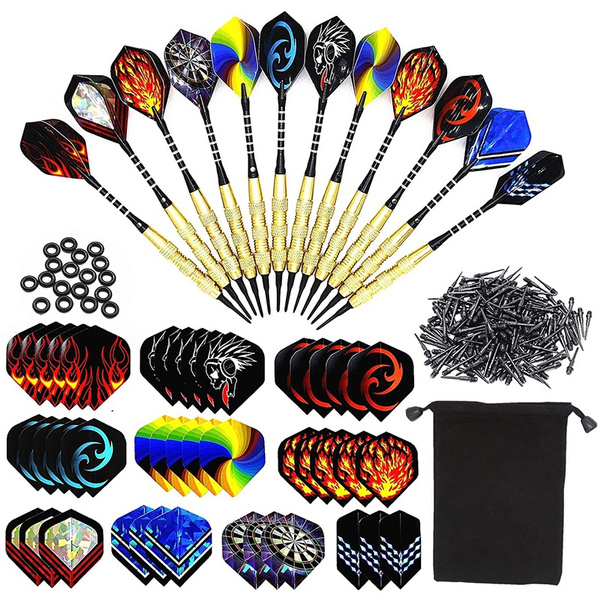 12 Pcs 18g Plastic Tip Darts Set with Brass Steel Barrels&Aluminum ...