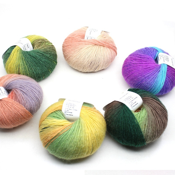 Soft Worsted Yarn Rainbow Gradient Colors DIY Baby Knitting 100% Wool ...