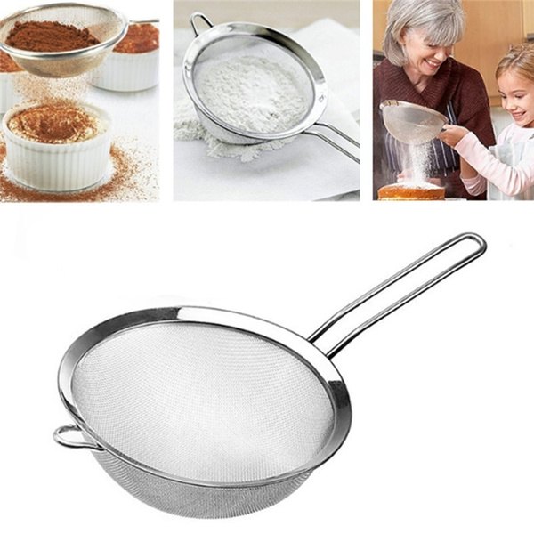 Kitchen Stainless Steel Wire Fine Mesh Oil Strainer Flour Colander ...