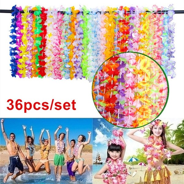 36pcs Hawaiian Wreath Set Hula Flower Garland Set Party Lei Luau Hula ...