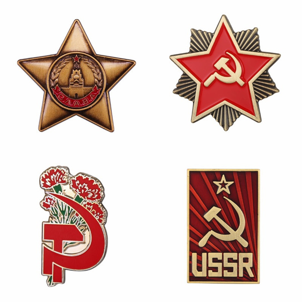 CCCP USSR Soviet Flag Communism Pentagram Enamel Pin Brooch Collection ...
