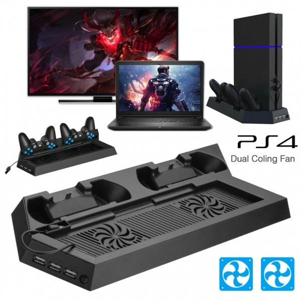 PlayStation 4 PS4 Vertical Stand Cooling Fan Controller Charging Dock ...