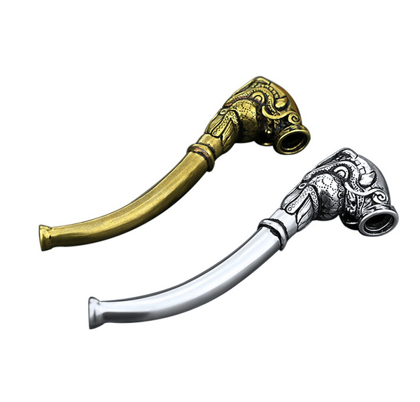 1pcs Vintage Thai silver pipe, handmade pure brass, old-fashioned pipe ...