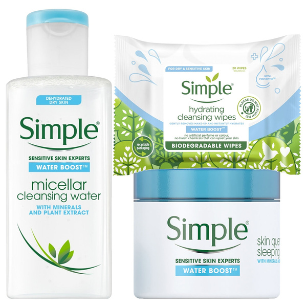 Simple Water Boost Micellar Cleansing Water, Facial Cleansing Wipes and ...