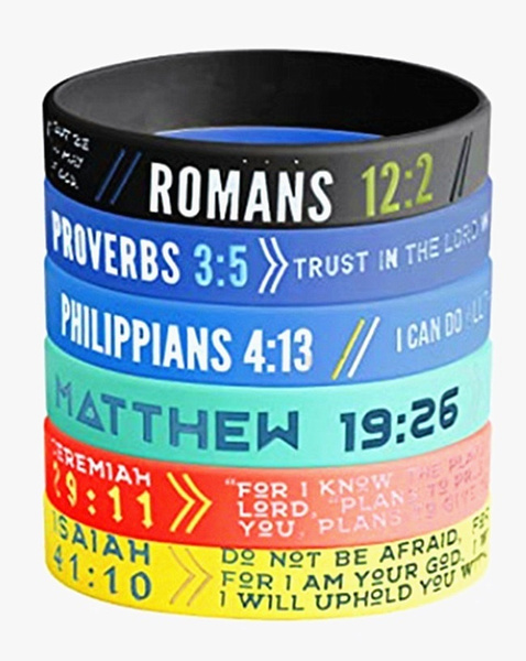 6 Pcs Power of Faith Bible Verse Wristbands Silicone Bible Bracelets ...