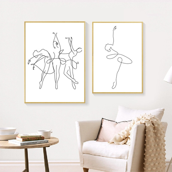 Abstract Ballerina Print One Line Body Drawing Art Canvas Painting ...