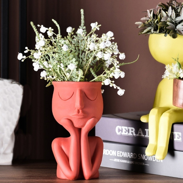Human Face Resin Flower Pot Plant Pot Abstract Flower Pot Desktop Vase ...