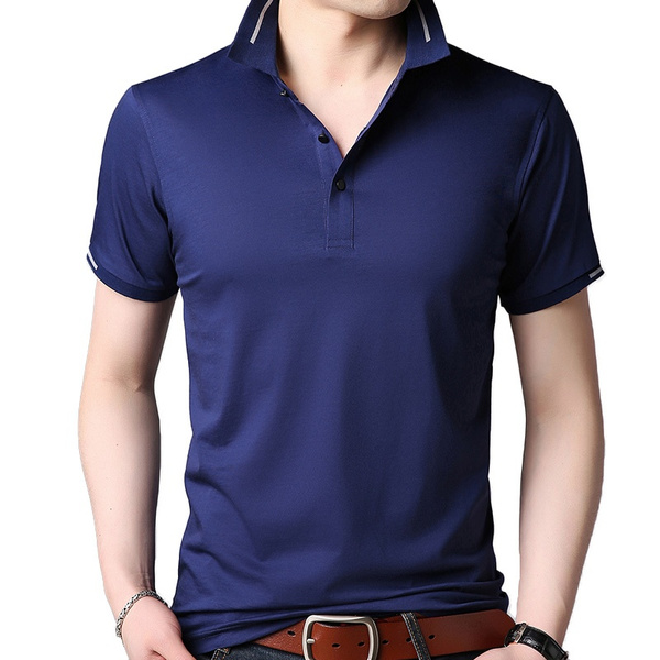 Men's Summer New Fashion Polo Loose Short-sleeved Skin-friendly ...