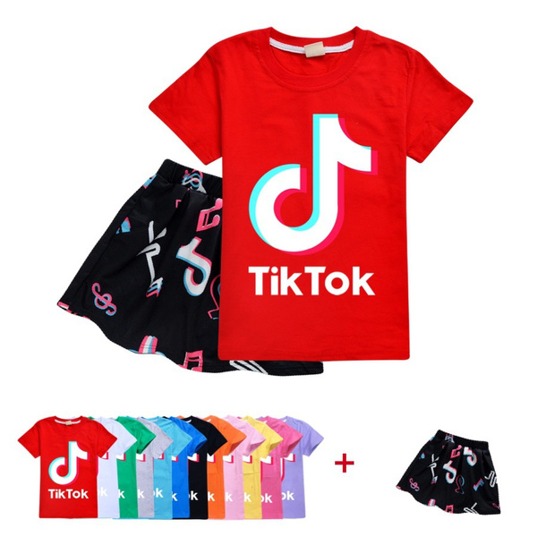 2020 High Quality Tik Tok Childrens Sets Girls Leisure Cotton T-shirt ...