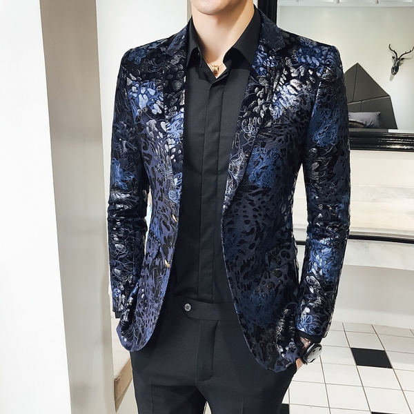 Men's Wild Blazer Business Casual Party Wedding Jacket Fashion Singer ...