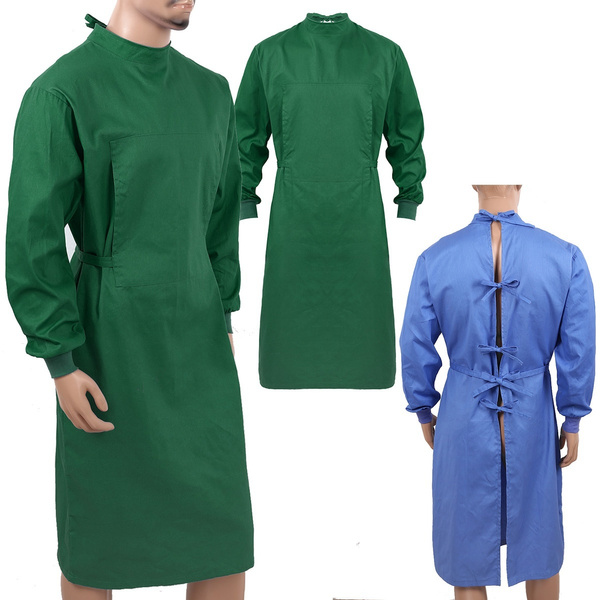 Unisex Lace Up Medical Scrubs Uniform Coat Doctor Nurse Surgical Gown ...