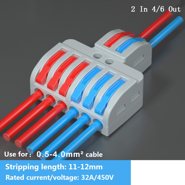 2/5pcs New Type 2 In 4/6 Out Mini Fast Wire Connector Universal Wiring ...