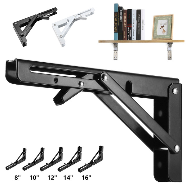 1PC 8"/10"/12"/14"/16" Carbon Steel Folding Bracket Collapsible Long ...